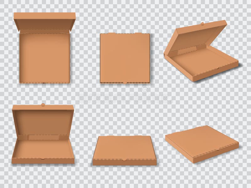 Realistic Pizza Box Package Isolated Mockup Stock Vector - Illustration ...