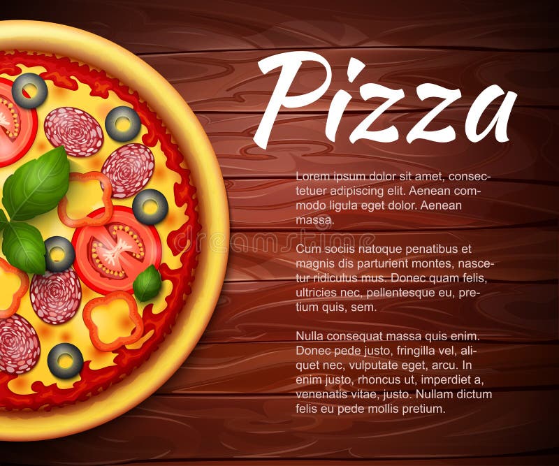 Pizza Set Different Menu on Wooden Background. Use for Design, Poster ...