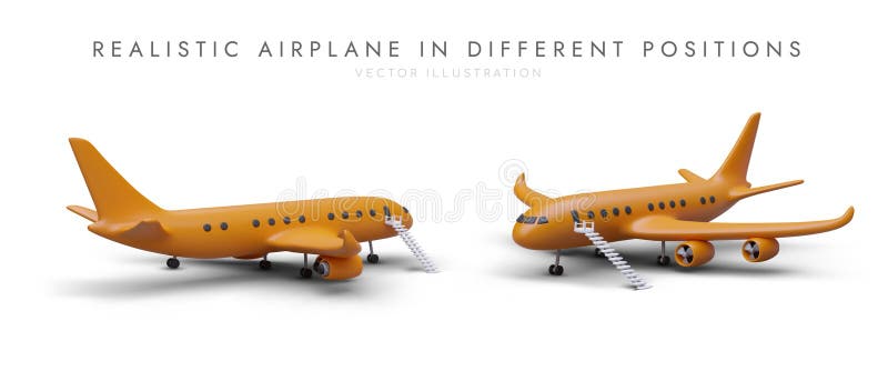 Realistic Planes in Different Positions. Isolated Colored 3D Objects ...