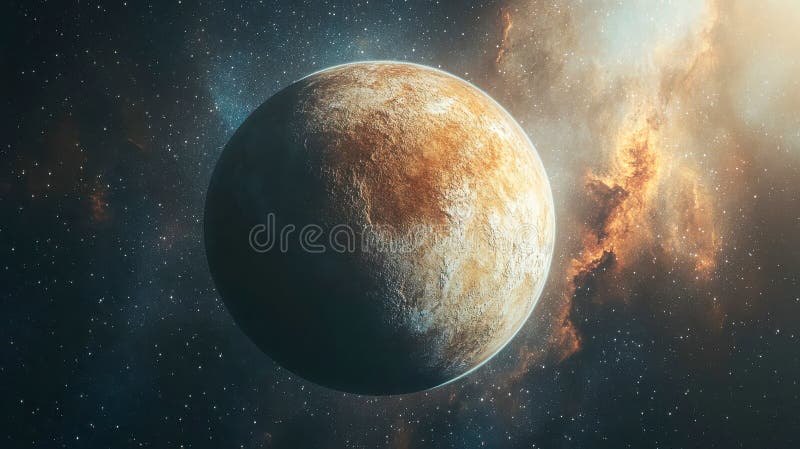 Realistic Planet with Detailed Surface Texture Against a Starry Cosmic ...