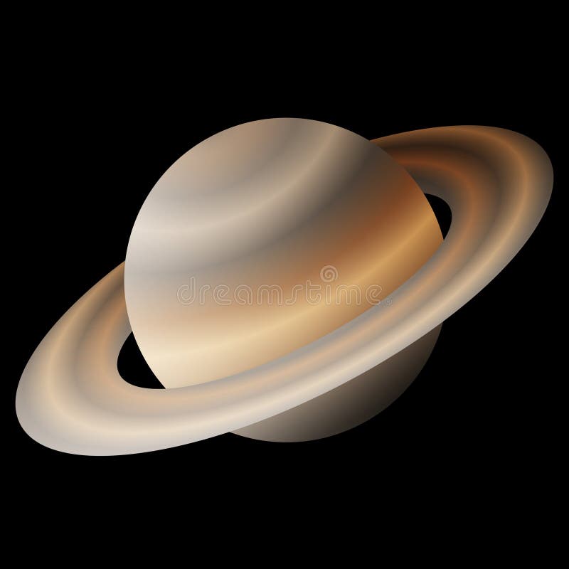 Realistic Planet Saturn on Black Background Stock Vector - Illustration ...