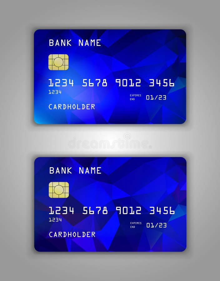Realistic Plastic Bank Card Vector Template. Background Color Blue ...