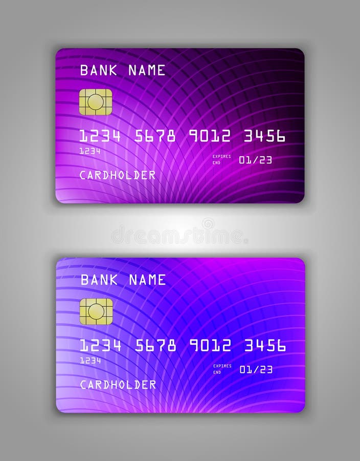 Realistic Plastic Bank Card Vector Template. Background Color Blue ...