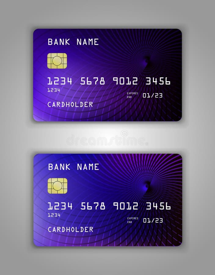 Realistic Plastic Bank Card Vector Template. Background Color Blue ...