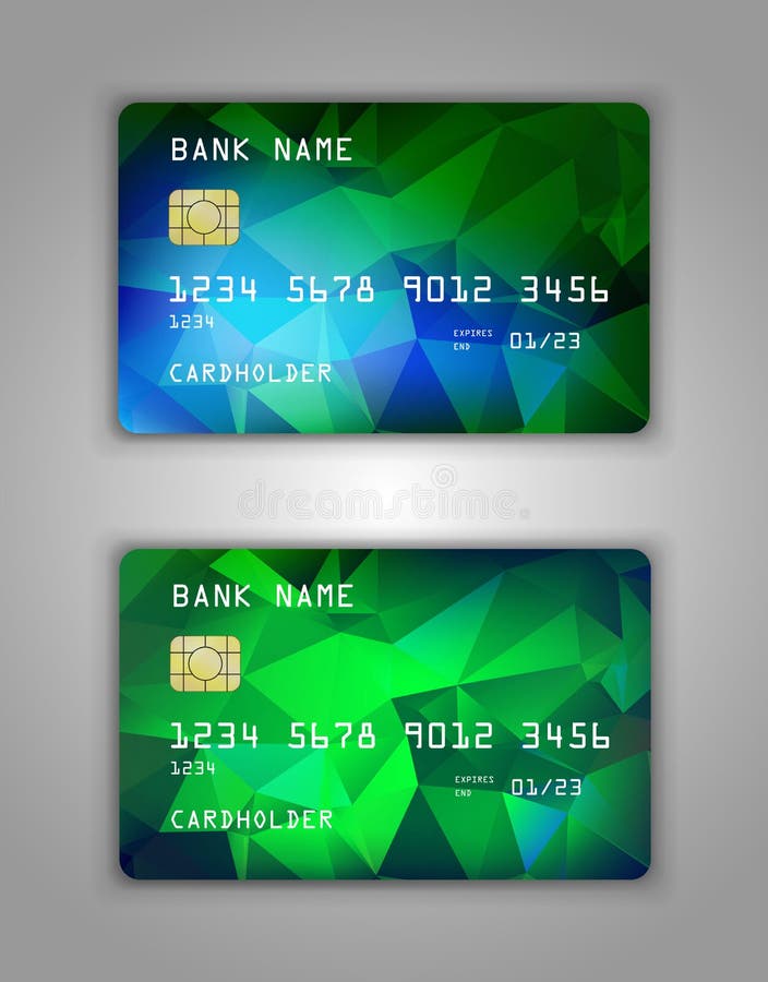 Realistic Plastic Bank Card Vector Template. Background Color Green ...