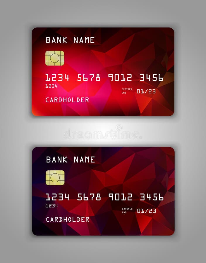 Realistic Plastic Bank Card Vector Template. Background Color Red Stock ...