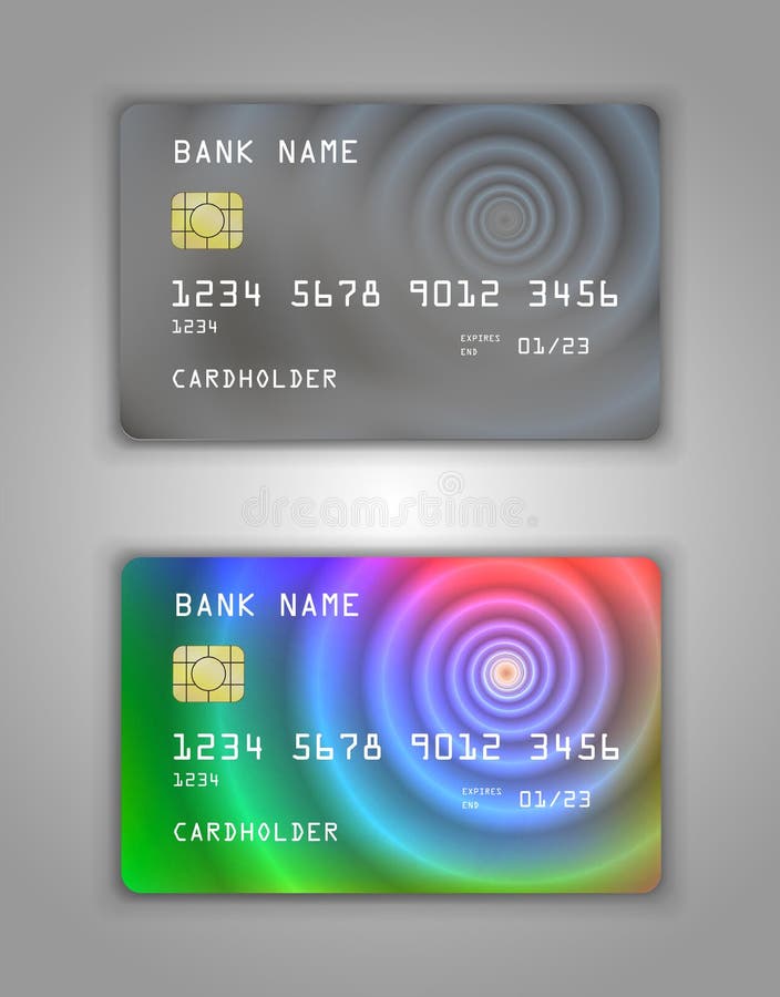 Realistic Plastic Bank Card Vector Template. Figure Spiral Gradient ...