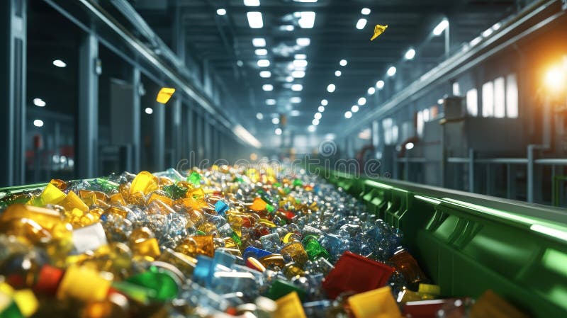 Realistic Plastic Recycling and Sorting Process Stock Illustration ...