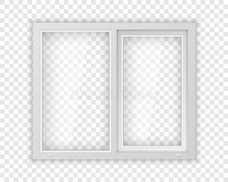 Realistic Plastic Window Mockup Template. Double PVC Window with Half ...