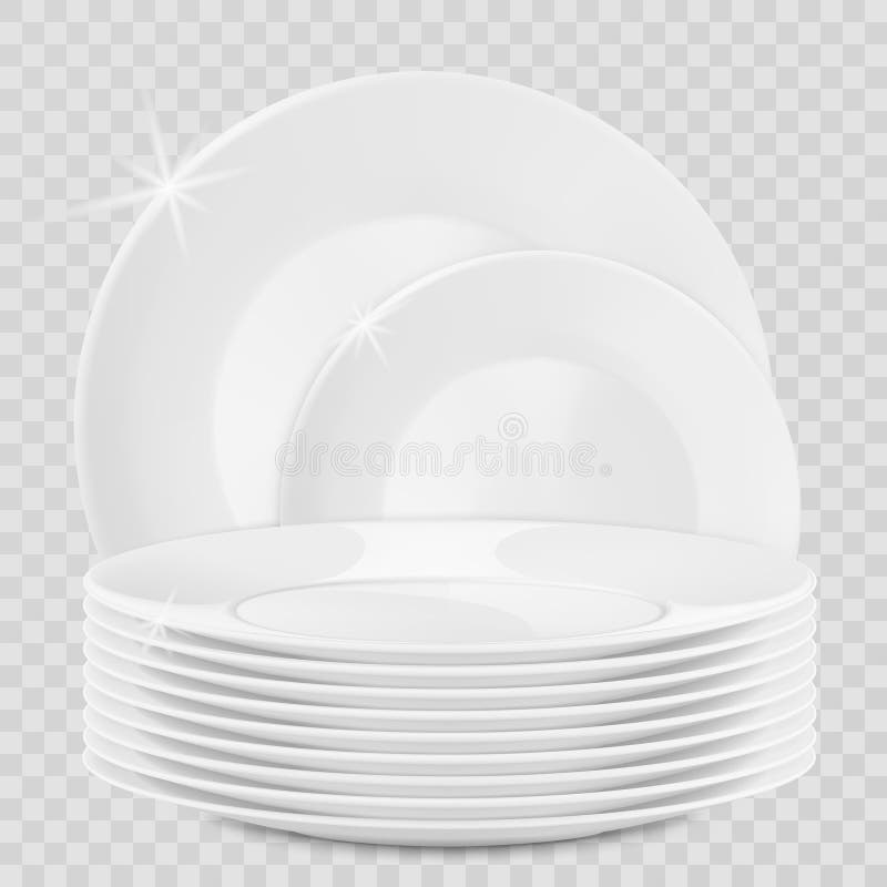 Realistic Plate Stack and Bowls. Clean Dishes, Stacked Kitchen ...