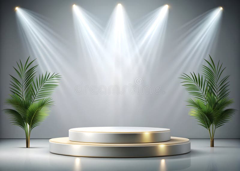 Realistic Podium Platform with Empty Backdrop for Object Promo Stock ...
