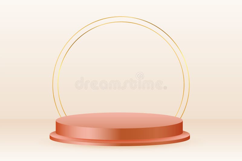 Realistic Podium Stage with Golden Frame for Award Presentation Stock ...
