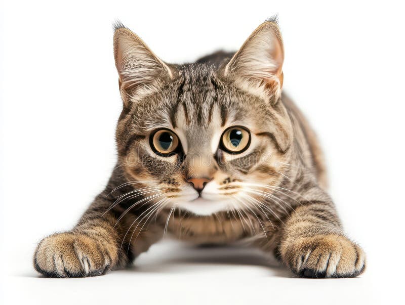 Realistic Polydactyl Cat in Crawling Posture Stock Illustration - Illustration of animal ...