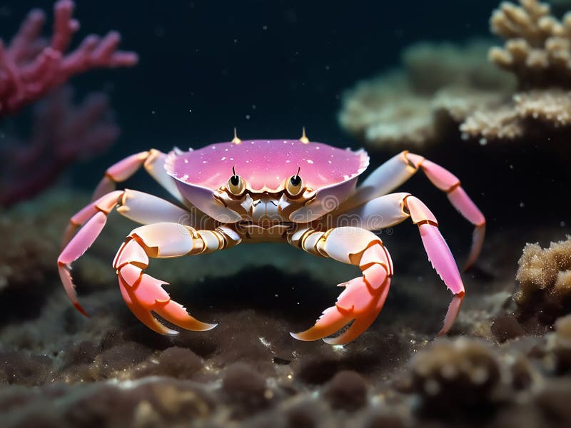 Realistic Portrait of Beautiful Crab on Coral Reef Stock Illustration ...