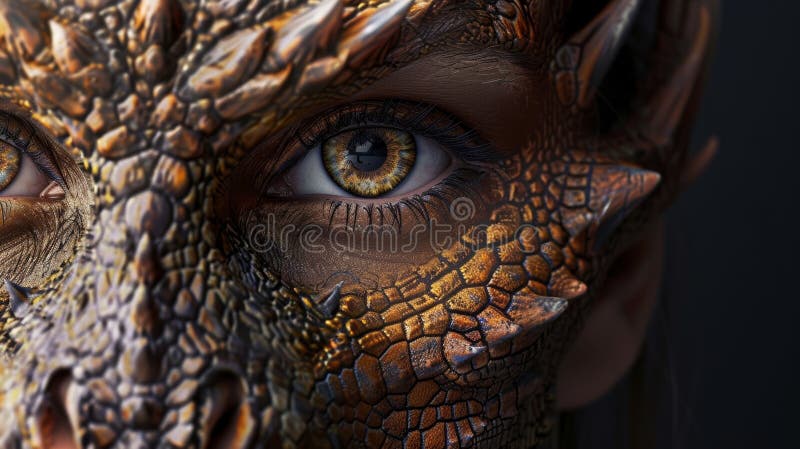 Realistic Portrait of a Dragon in Human Form Stock Illustration ...