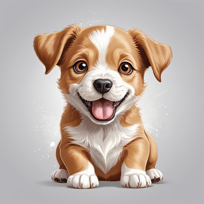 Realistic Portrait, a Joyful Puppy S Face Stock Illustration ...