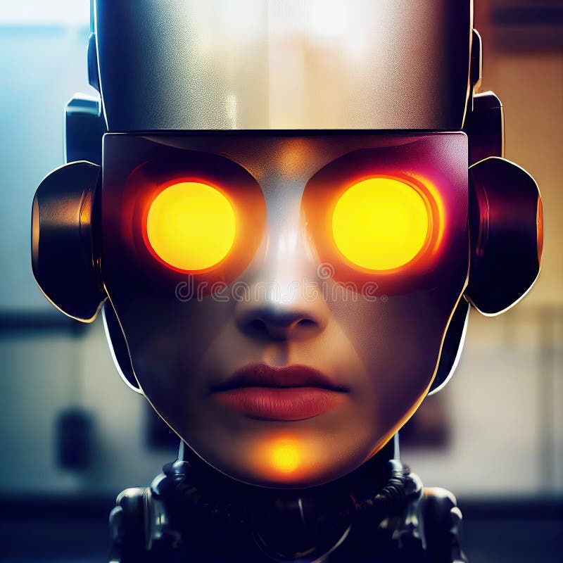 Realistic Portrait of a Modern Robot. Portrait of a Cosmic Creature. 3D ...