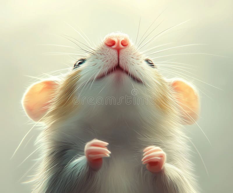 Realistic Portrait of Mouse Looking Up with Curious Expression ...