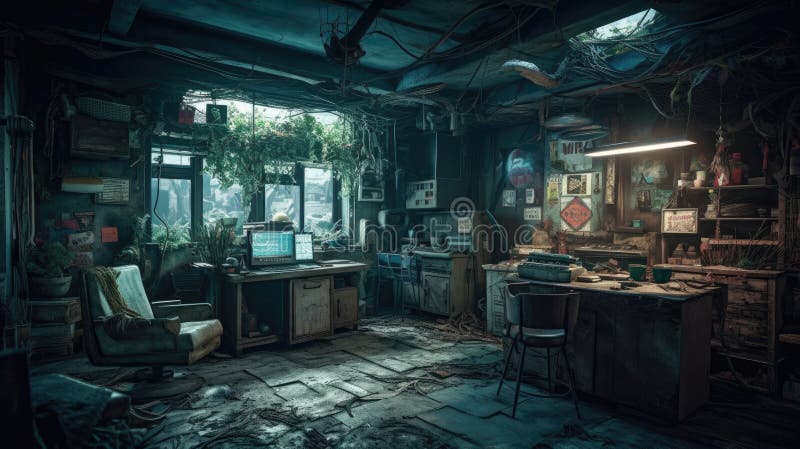 Realistic Post Apocalypse Landscape Illustration - Abandoned Laboratory ...