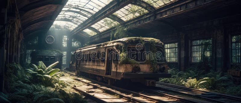 Realistic Post Apocalypse Landscape Illustration - Metro Railway ...