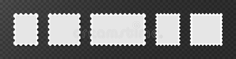 Realistic Post Stamps Set. Blank Postage Stamp Borders Template ...