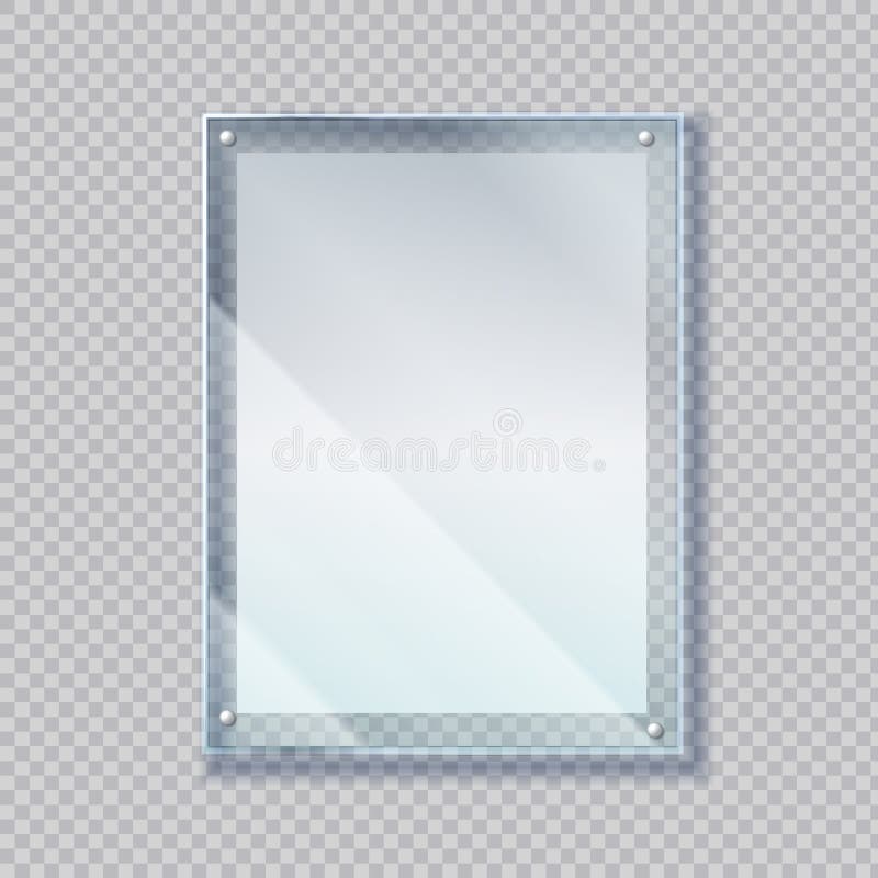 Realistic Poster in Glass Frame. 3D Sheet of Paper Under Plastic ...