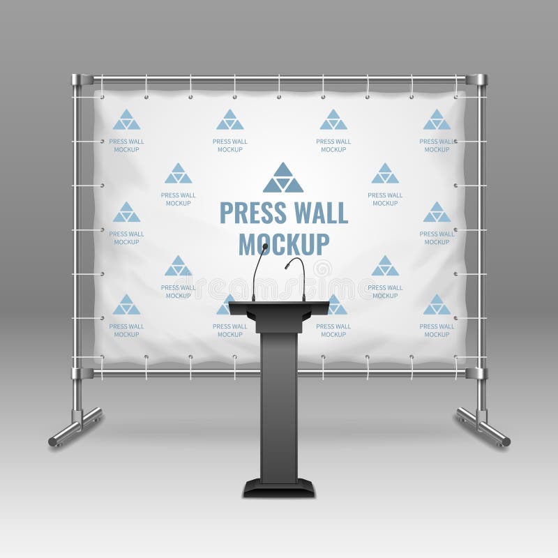 Realistic Press Wall Mockup Stock Vector - Illustration of typography ...