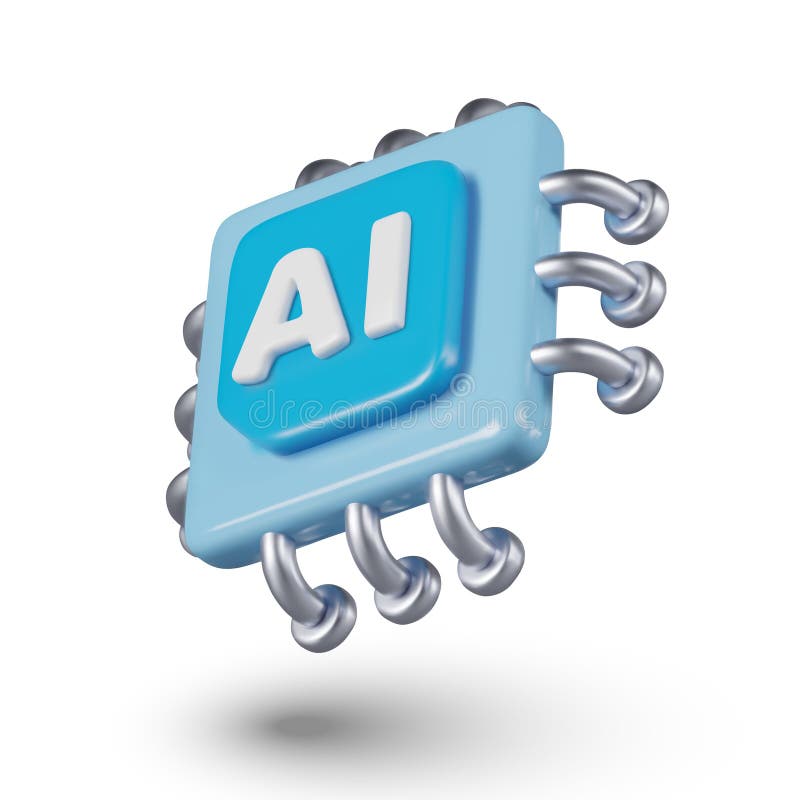 Realistic Processor with Legs and AI Label. Electronic Scheme for ...