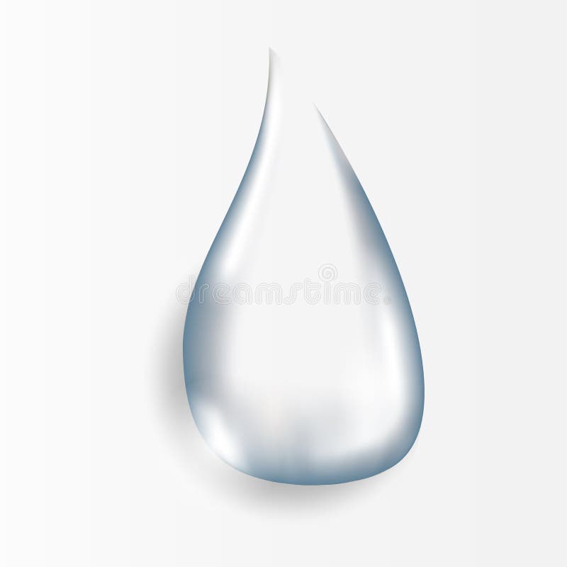 Realistic Pure Transparent Water Drop with Shadow Stock Illustration ...