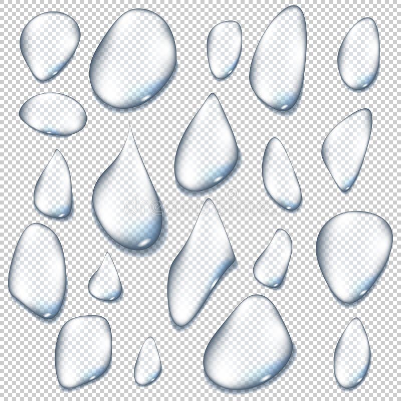 Realistic Pure Transparent Water Drop with Shadow on Gray Background ...