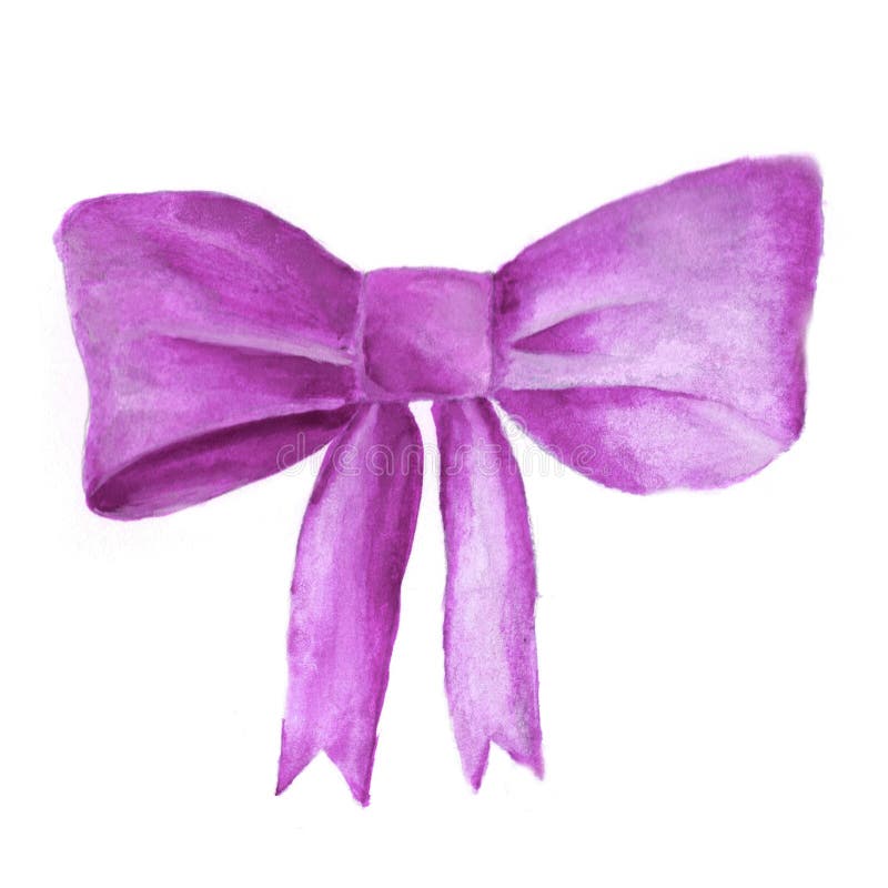 Realistic Purple Bow in Watercolor for Decor, Beautiful Bow for Gift ...