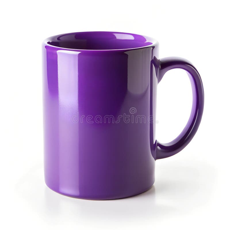 Realistic Purple Ceramic Coffee Cup on a White Background for Mock-up ...
