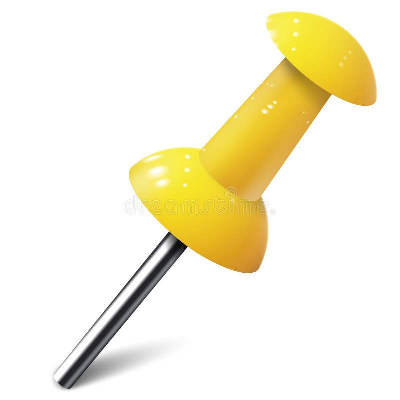 Realistic Push Pin in Yellow Color. Thumbtack Stock Vector ...