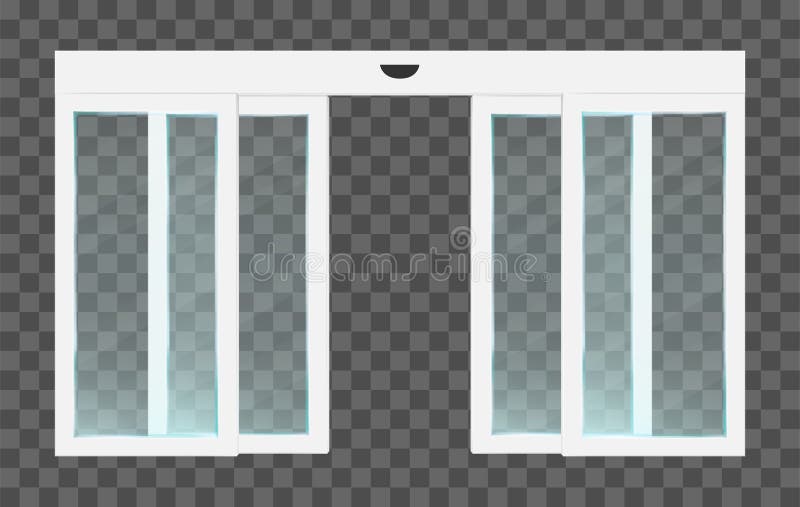 Realistic Pvc White Automatic Transparent Open Sliding Glass Doors with ...