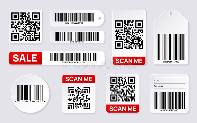 Realistic Qr Barcode Template Collection Stock Illustration ...