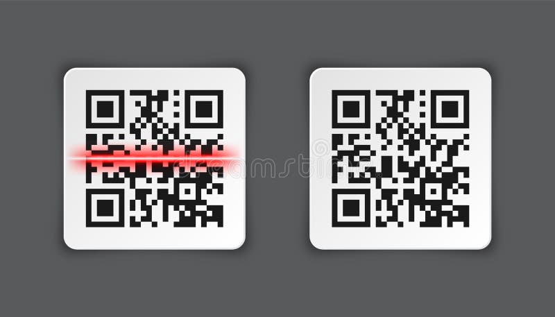 Realistic QR Code Sticker on Gray Background. Identification Tracking ...