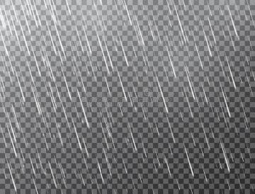 Realistic Rain on Transparent Background. Falling Water Drops. Rainfall ...