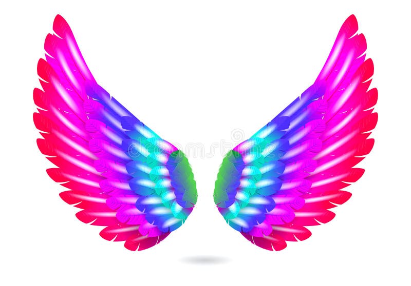 Realistic Rainbow Angel Wings Isolated - 3d Illustration. Stock ...