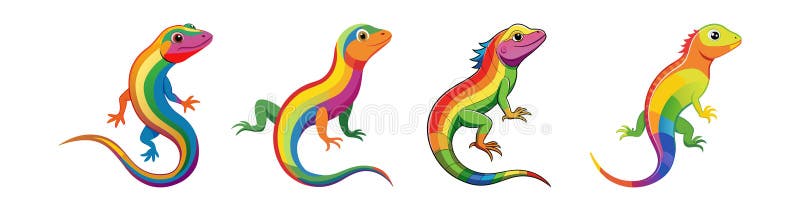 Realistic Rainbow Lizard Colorful Wildlife Illustration Stock Vector ...