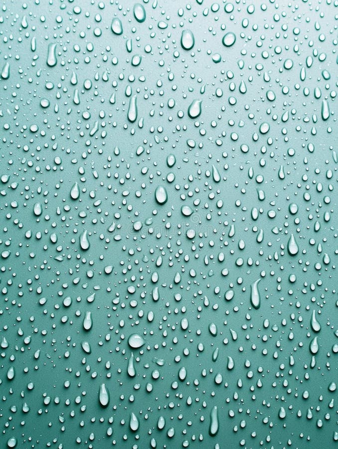 Realistic Raindrops on Glass Surface with Subtle Green Background ...