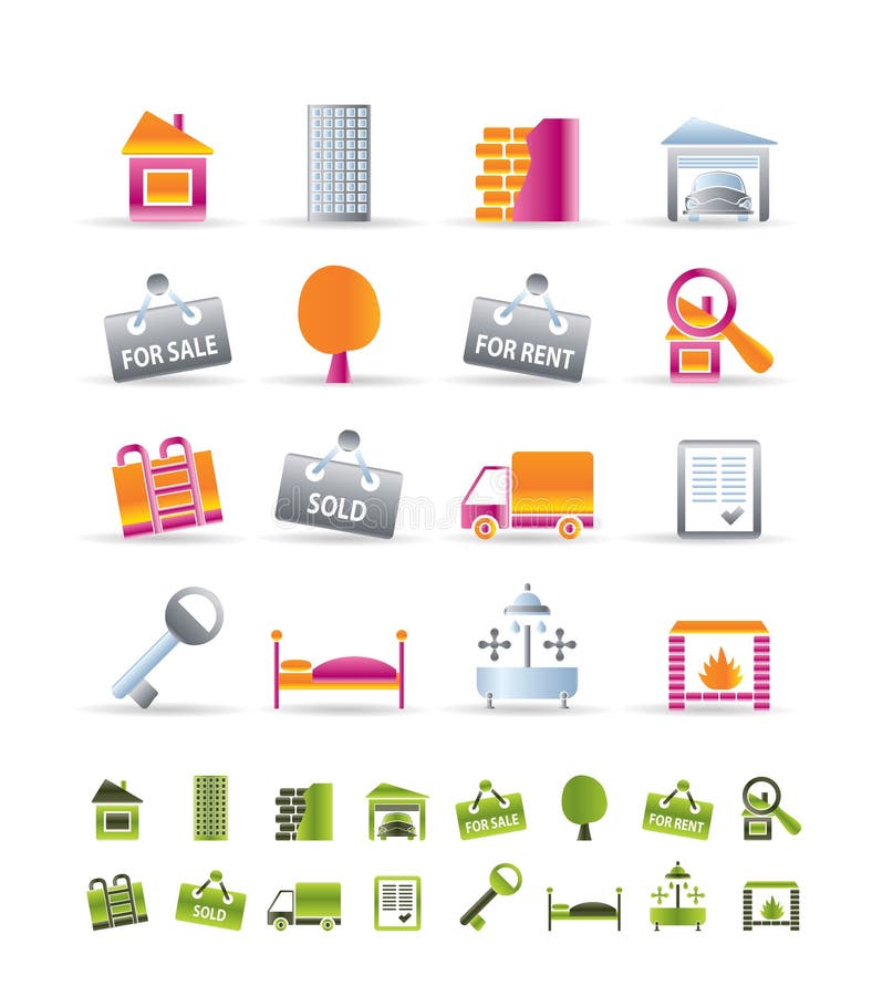 Web icons : Real Estate 1 stock illustration. Illustration of flat ...