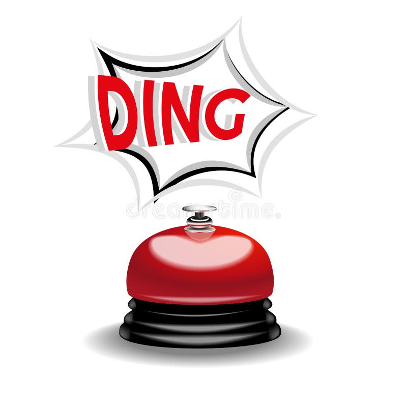 Realistic Reception Bell and Ding Sign in Comic Book Style on White ...