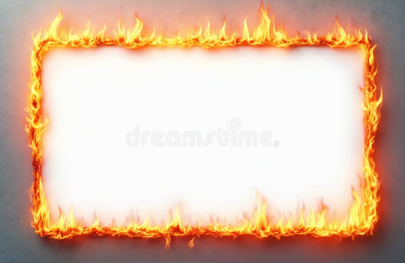 Realistic Rectangular Frame Made of Realistic Fire. Flames Bright ...