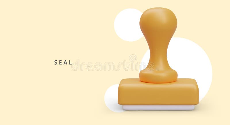 Realistic Rectangular Seal with Vertical Handle, Rubber Stamp ...
