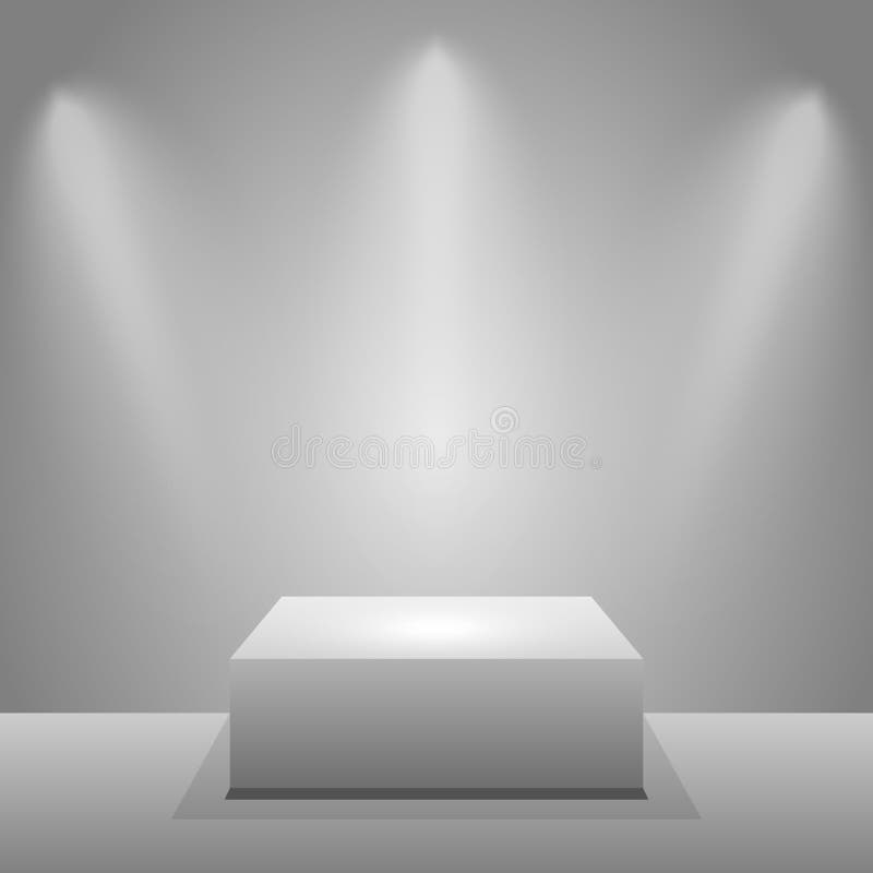 Realistic Rectangular White Podium in a Light Studio - Vector Stock ...
