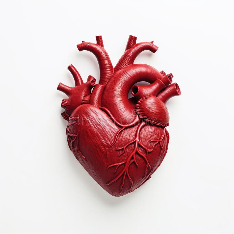 Realistic Red Anatomical Heart Model on White Background Stock ...
