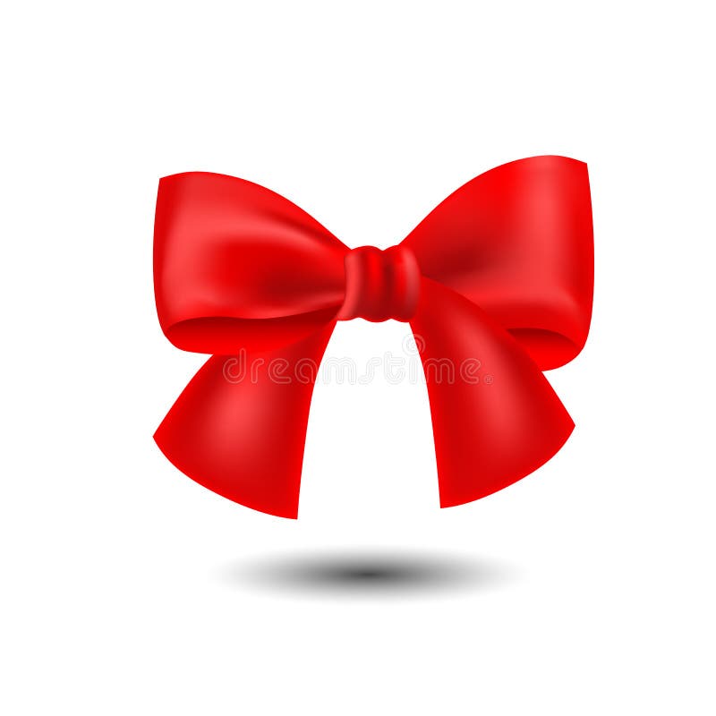 Realistic Red Bow Isolated on White Background Stock Illustration ...