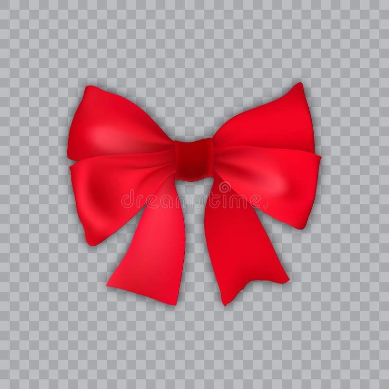 Realistic Red Bow and Satin on Transparent Background. Vector. Stock ...