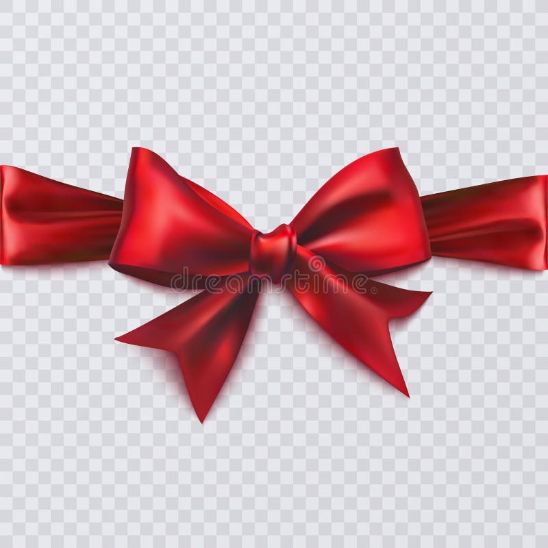 Realistic Red Bow on Transparent Background, Vector Illustration Stock ...