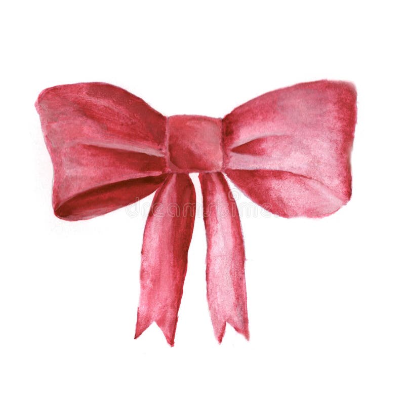 Realistic Red Bow in Watercolor for Decor, Beautiful Bow for Gift Stock ...